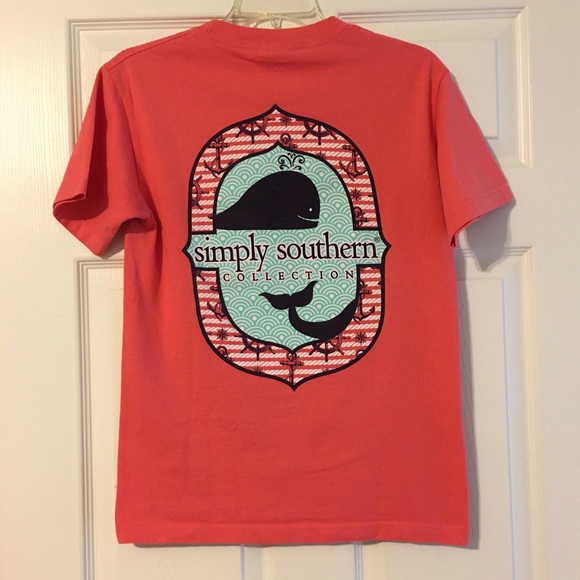 Simply Southern | Tops | Simply Southern Preppy Whale Anchor Coral Tee ...